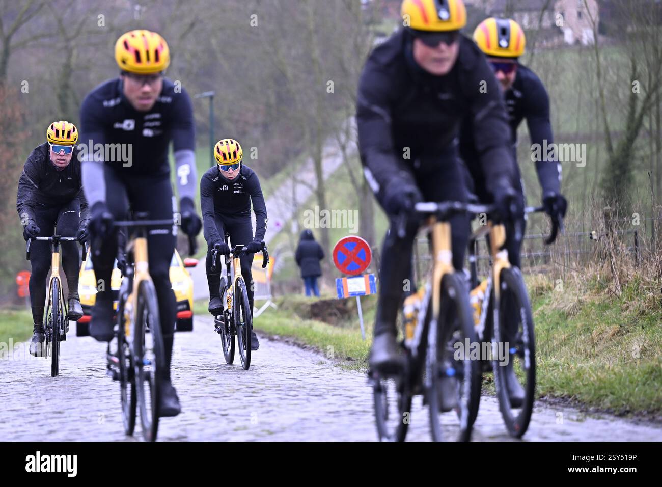 Uno-X Mobility riders pictured in action during a track reconnaissance ...