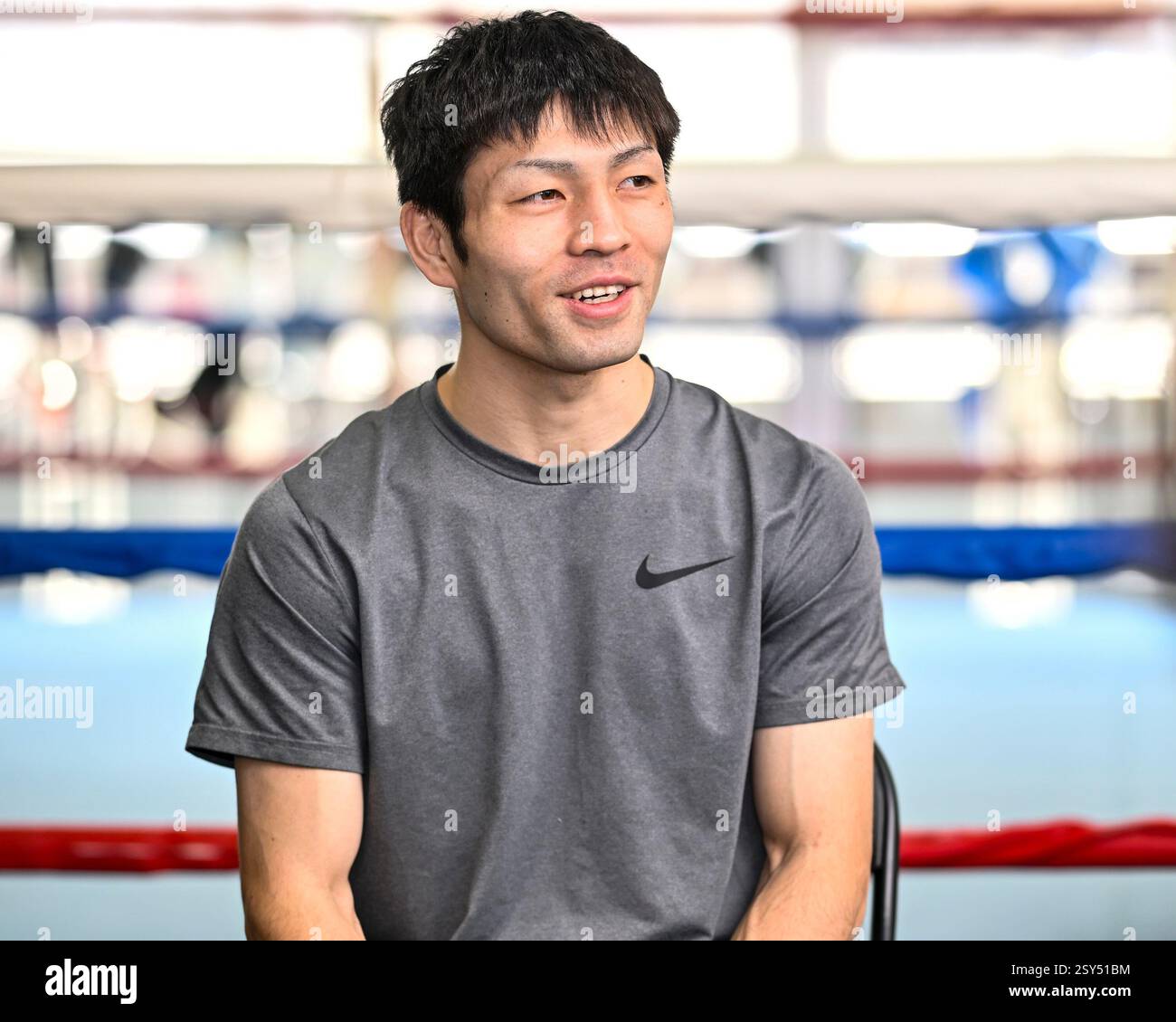 Seigo Yuri Akui, WBA flyweigh champion of Japan during a public workout ...