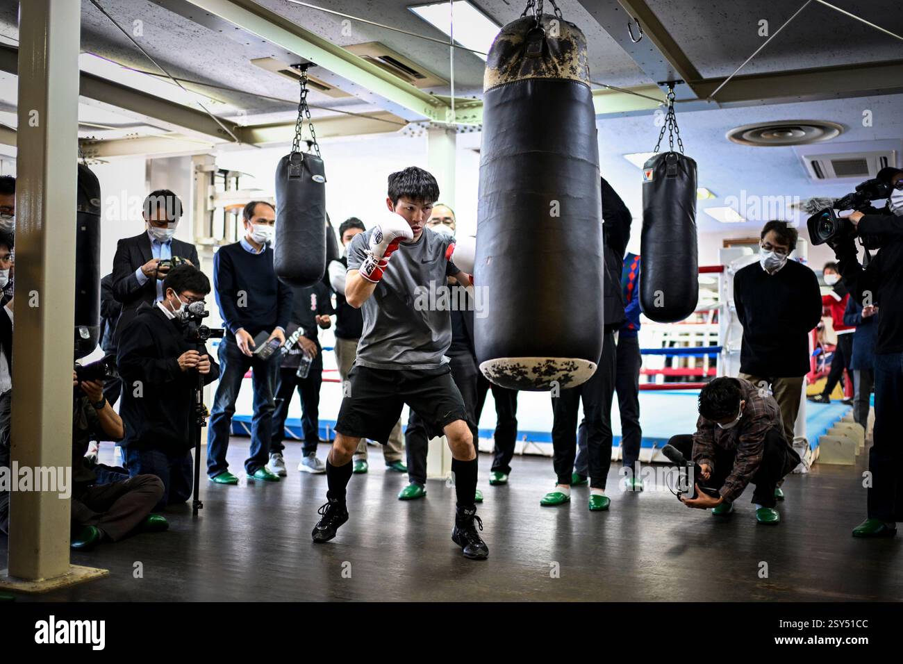 Seigo Yuri Akui, WBA flyweigh champion of Japan during a public workout ...