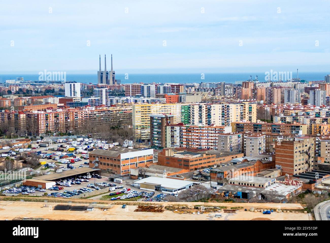 Aerial view of the Sant Andreu neighborhood in Barcelona with ...