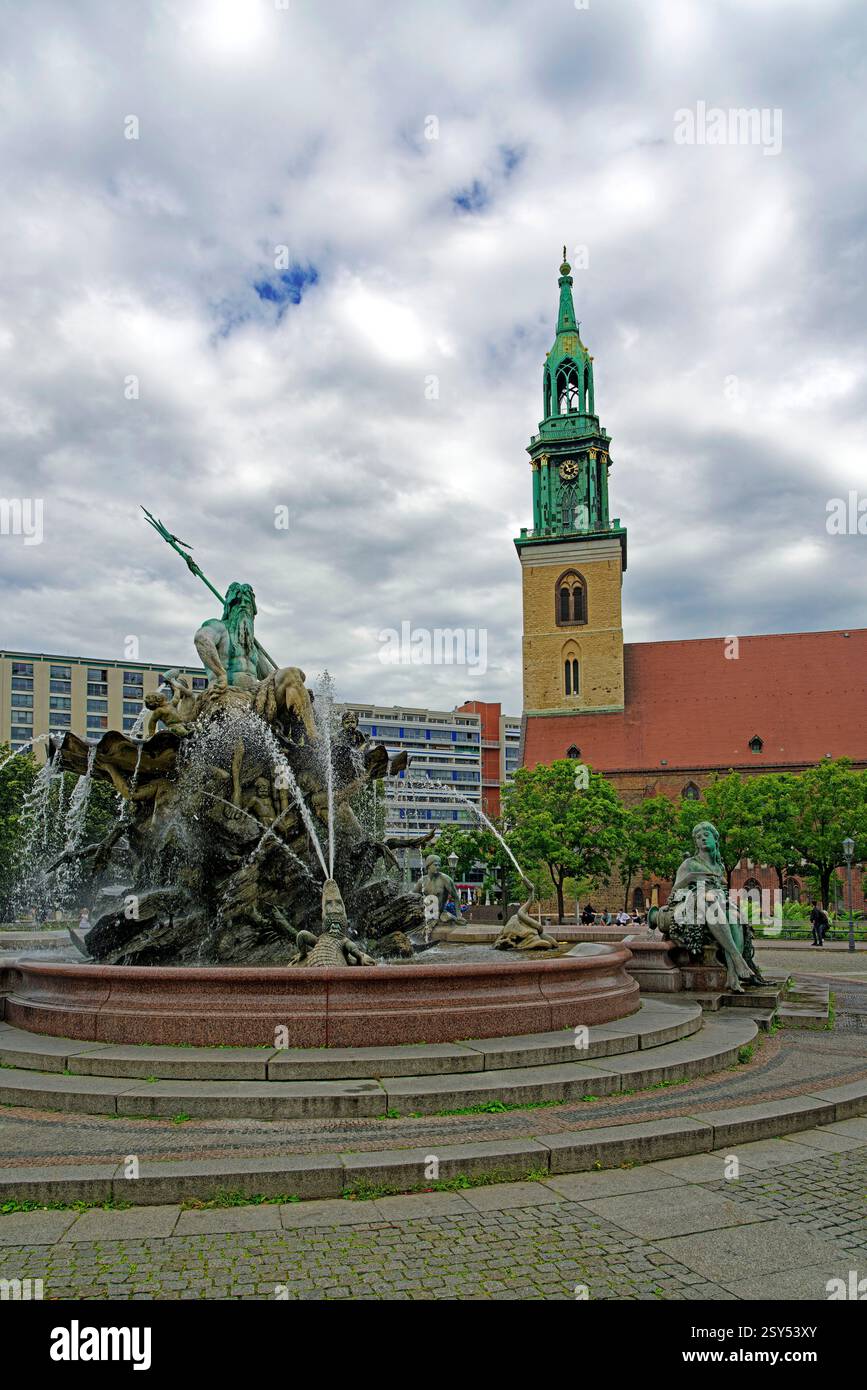 Alt-Berlin, Nikolaiviertel, Kirche, Sankt Marien, Neptunbrunnen ...