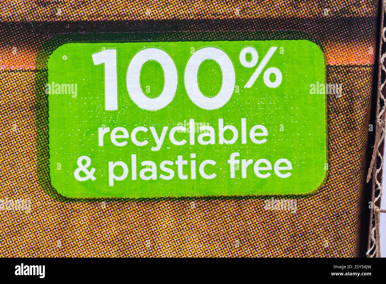 100% recyclable & plastic free, label on cardboard packaging for fruit ...