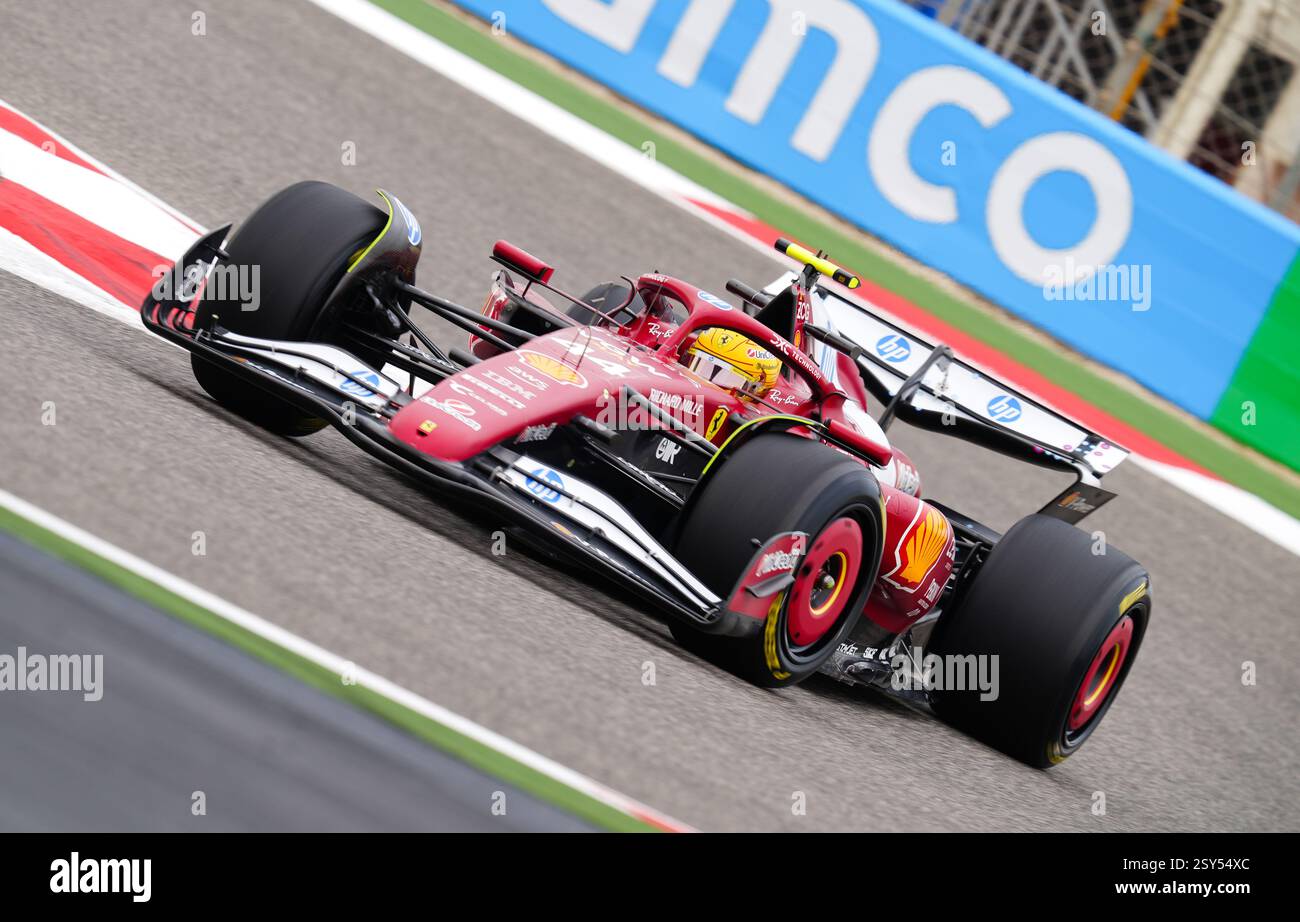 Ferrari driver Lewis Hamilton on day two of pre-season testing at the ...