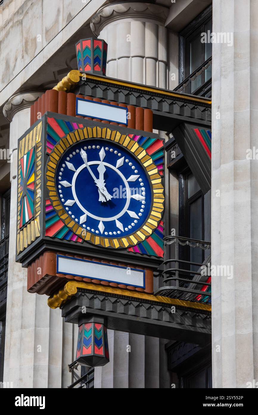 Close-up of an ornate art deco clock, on the exterior of Peterborough ...