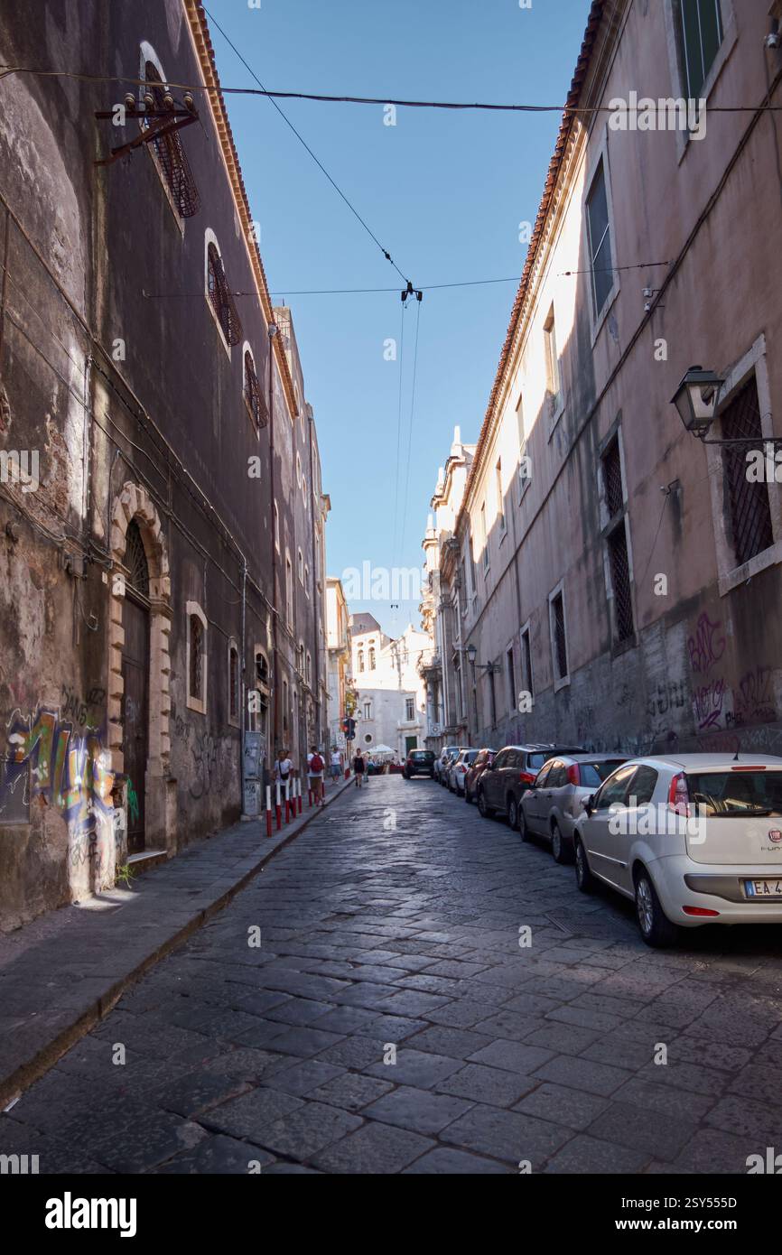 Catania. Italy - February 27, 2025: Quaint alley in Catania, Sicily ...