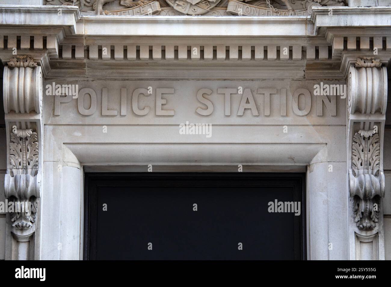 The ornate Police Station sign on Bow Street in London, UK. The ...