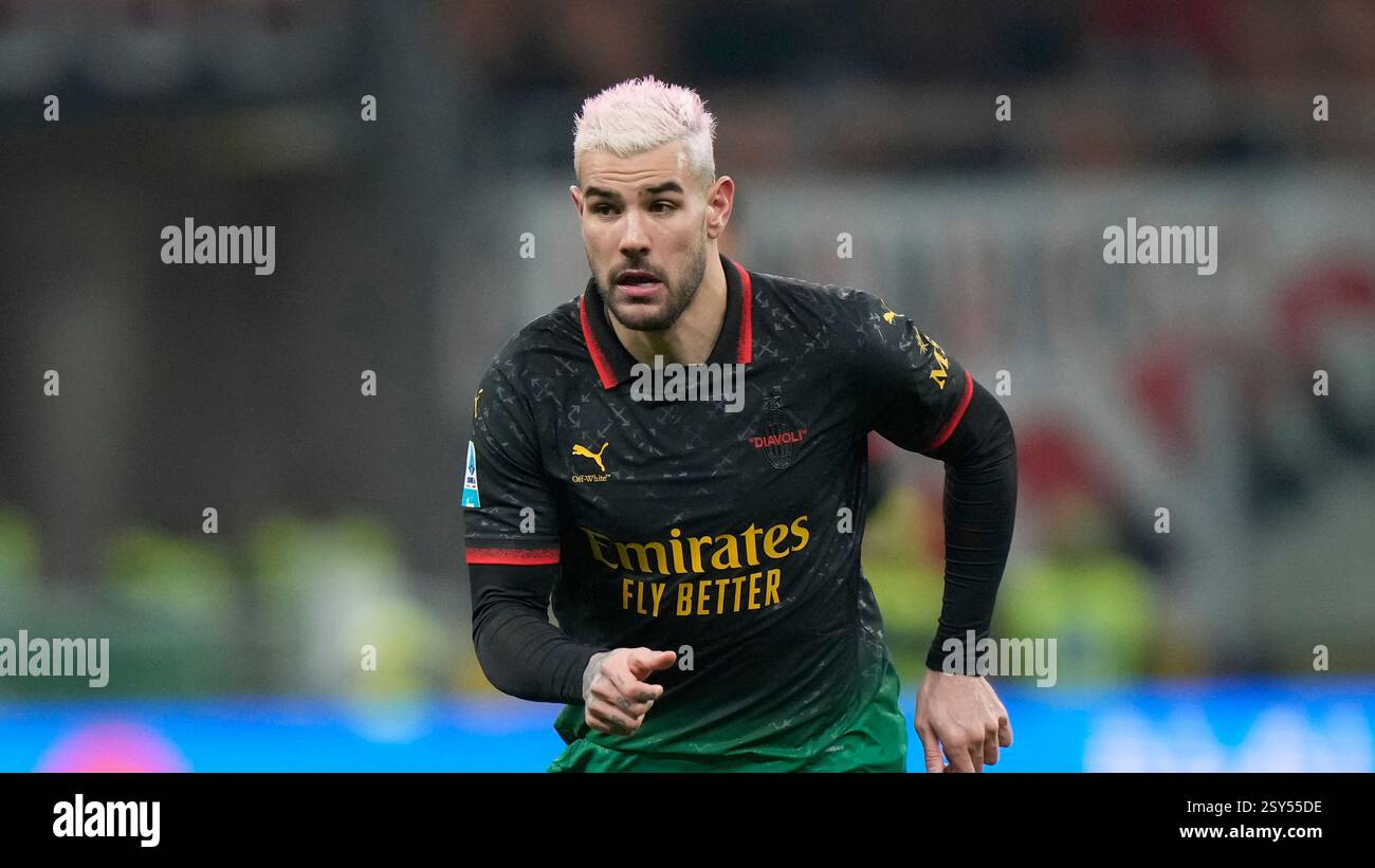 AC Milan's Theo Hernandez controls the ball during the Italian Serie A ...