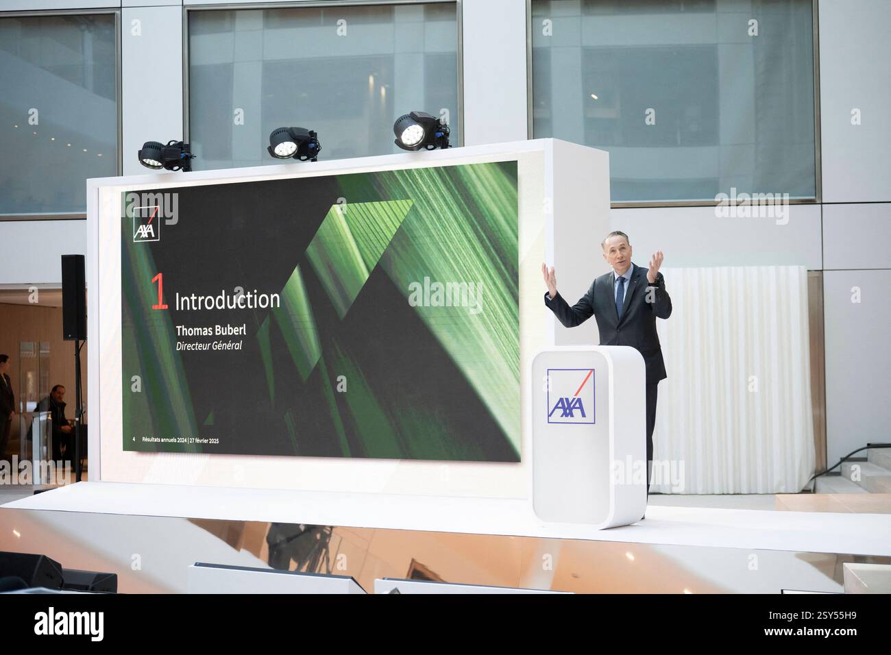 CEO of AXA insurance group Thomas Buberl during a press conference for ...