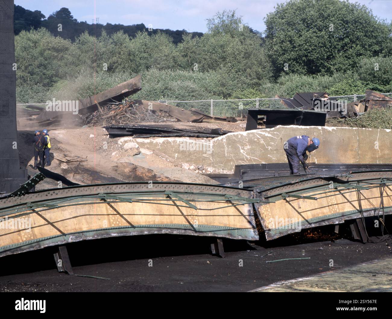 Demolition of the gas works site and gasometer at New Inn, near ...