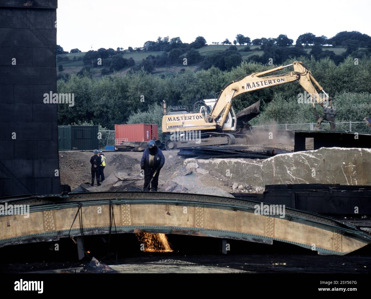 Demolition of the gas works site and gasometer at New Inn, near ...