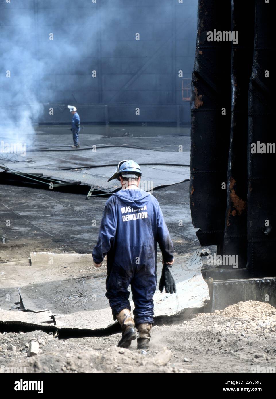 Demolition of the gas works site and gasometer at New Inn, near ...
