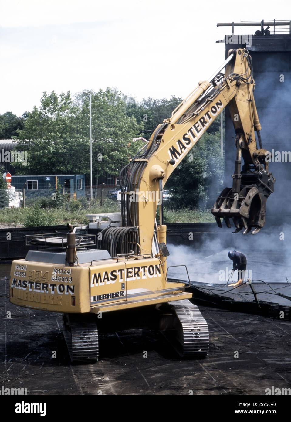 Demolition of the gas works site and gasometer at New Inn, near ...