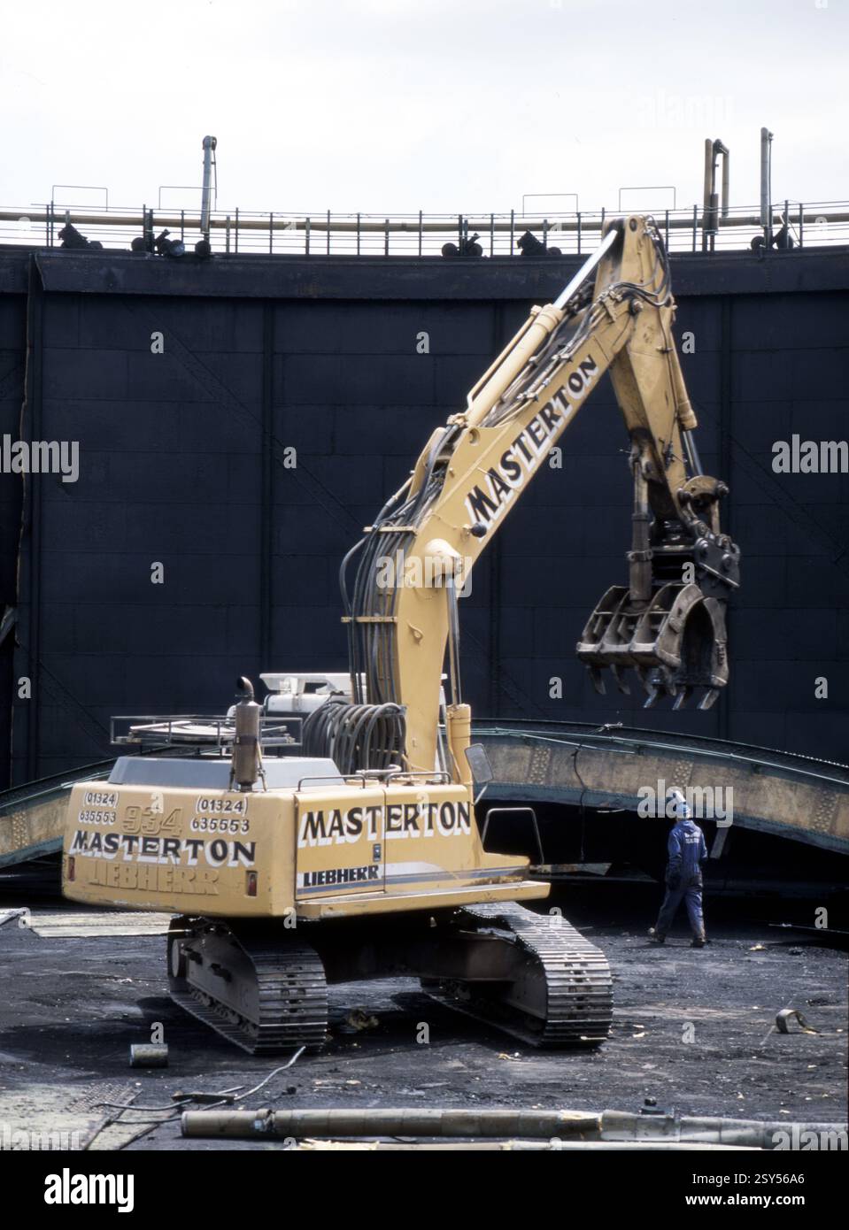Demolition of the gas works site and gasometer at New Inn, near ...