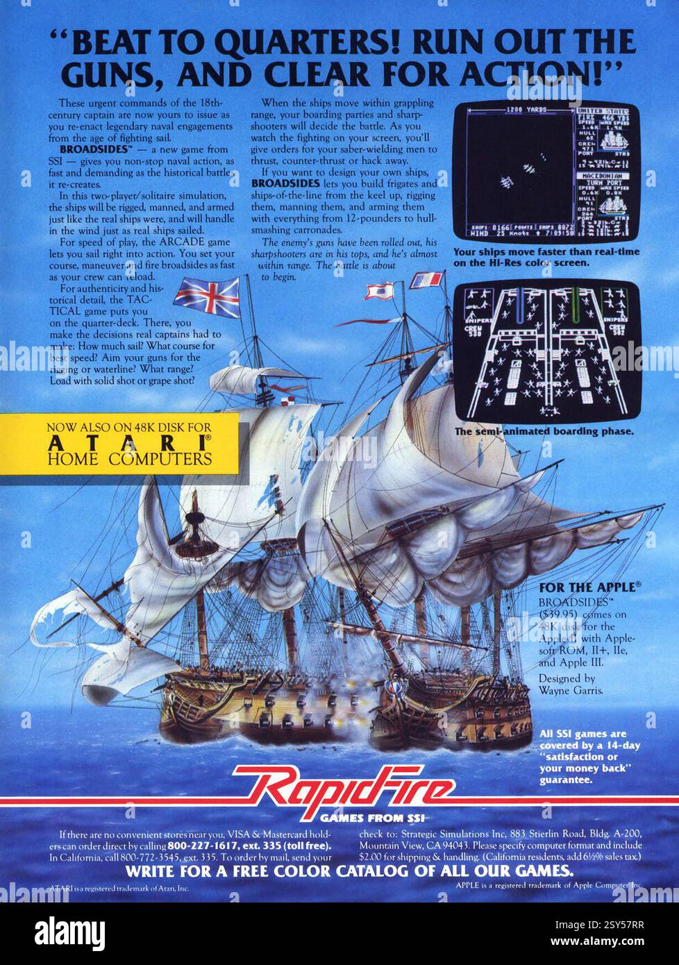 1984 ad for Broadsides, a tactical simulation video game of ship-to ...