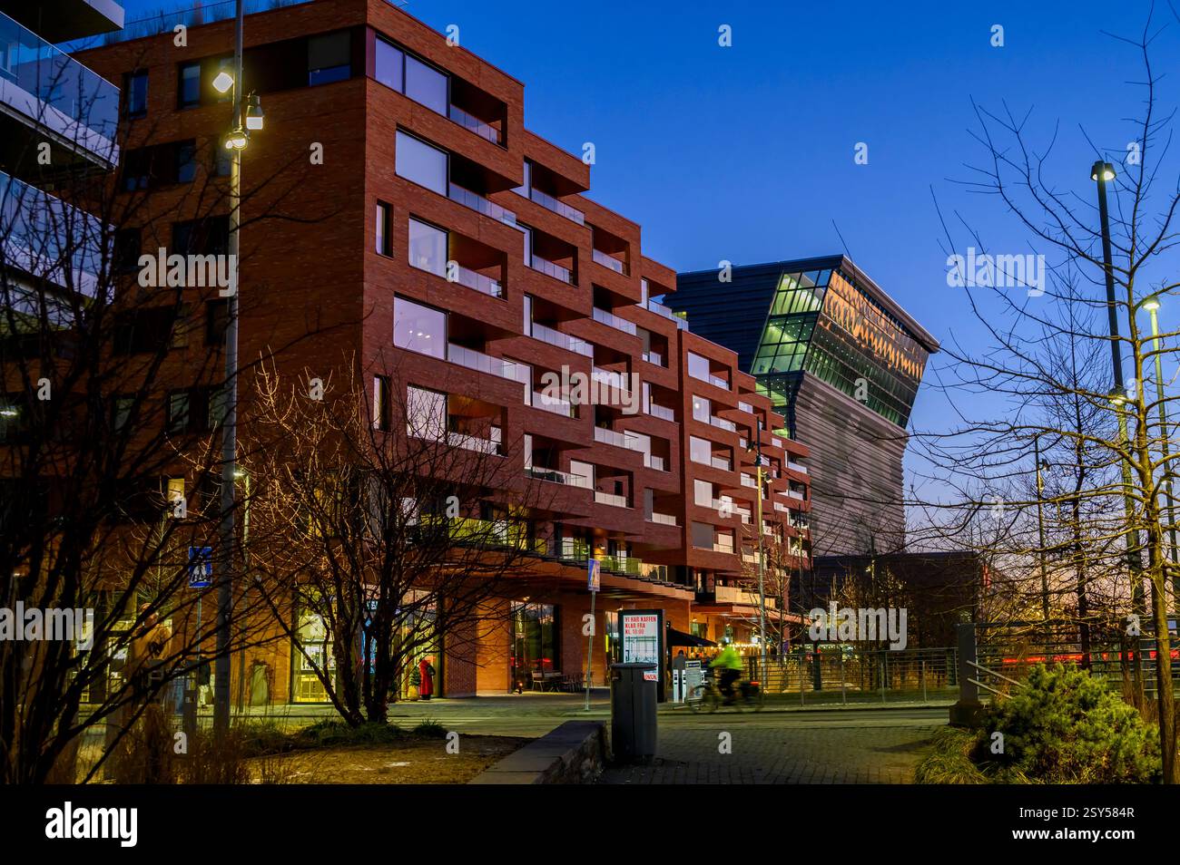 The redeveloped Bjørvika in central Oslo with a modern apartment block ...