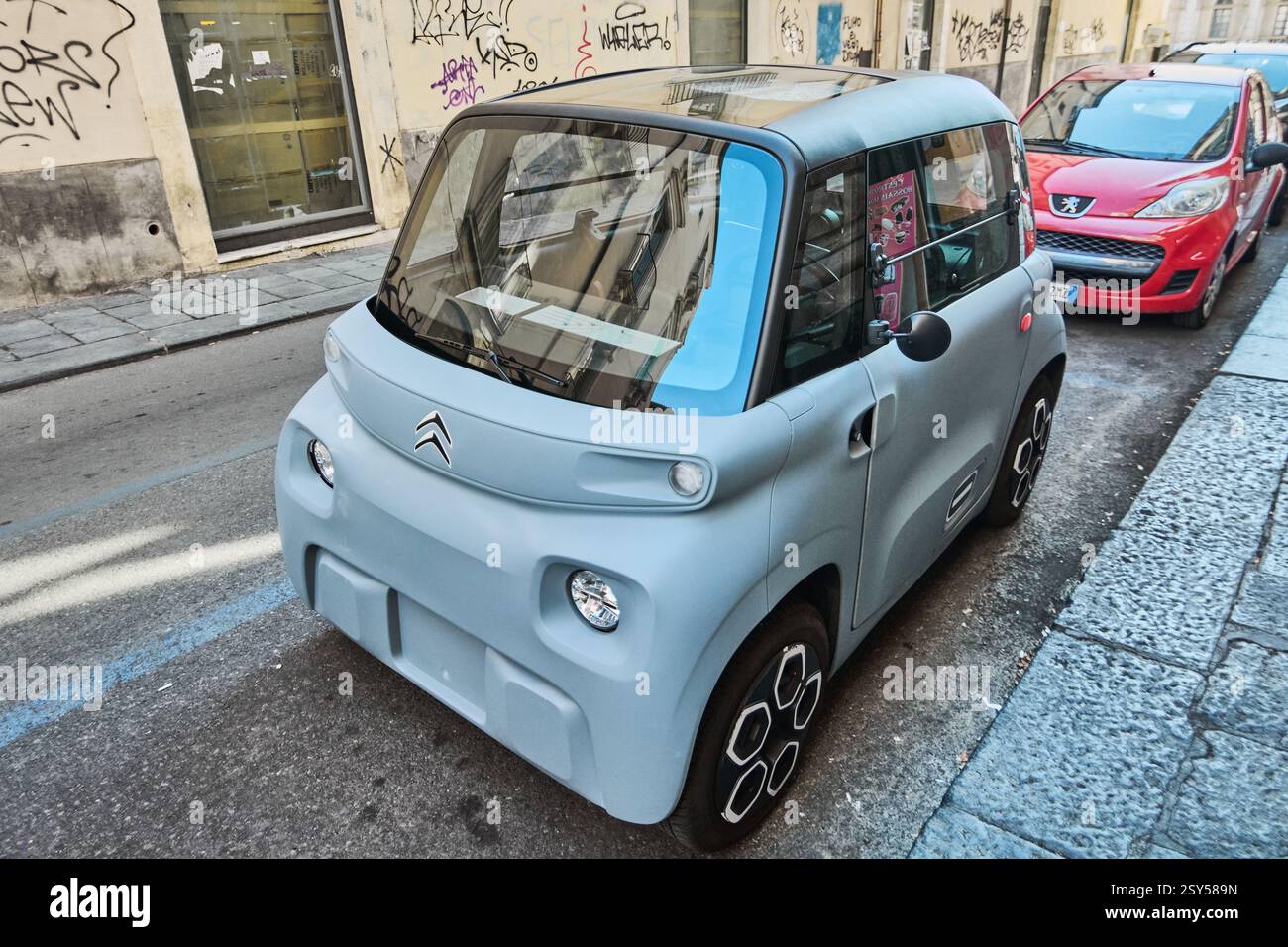 Catania. Italy - February 27, 2025: Modern Citroen Ami quadricycle in ...