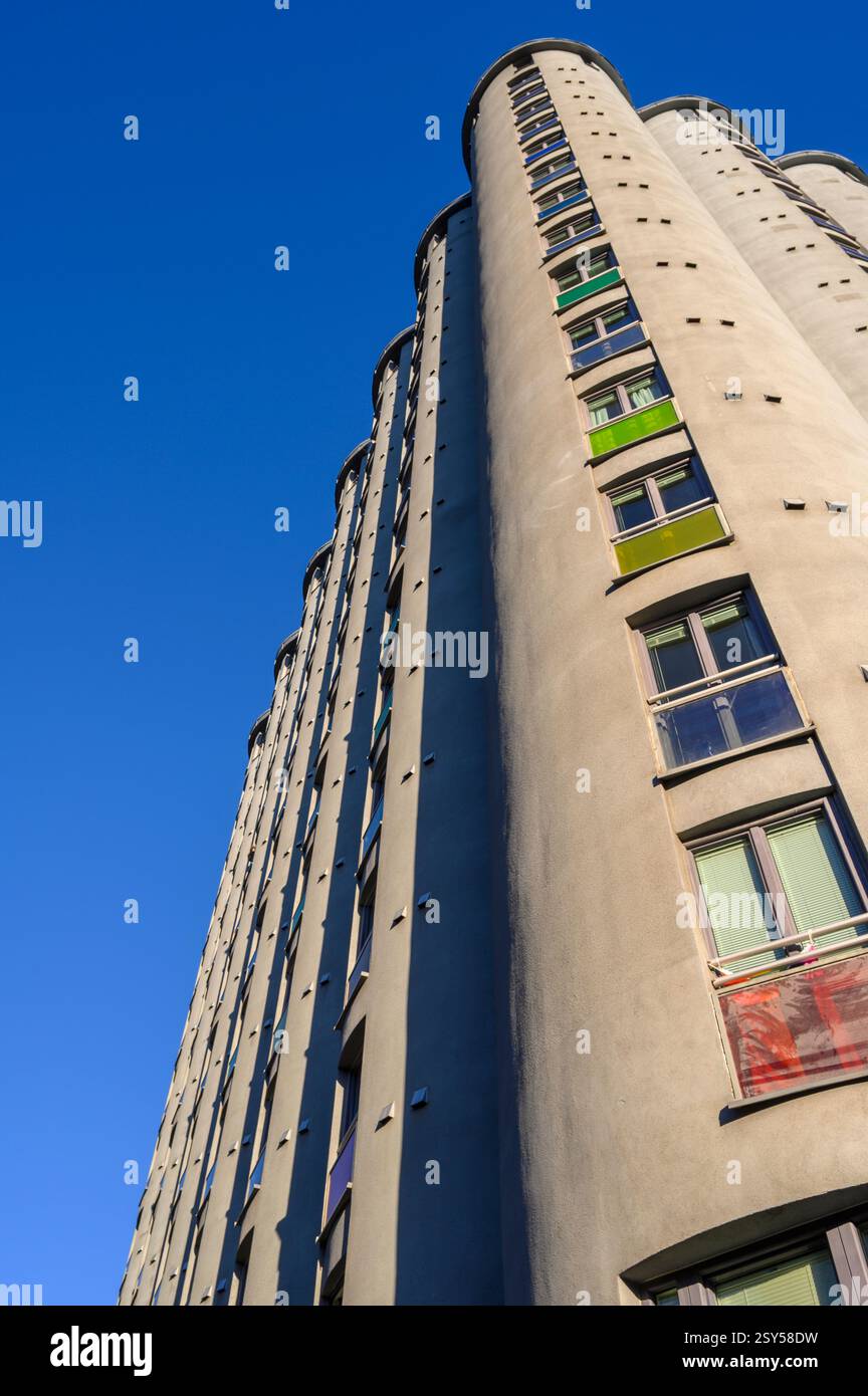 A skyward perspective of Grünerløkka Studenthus (student house), a ...