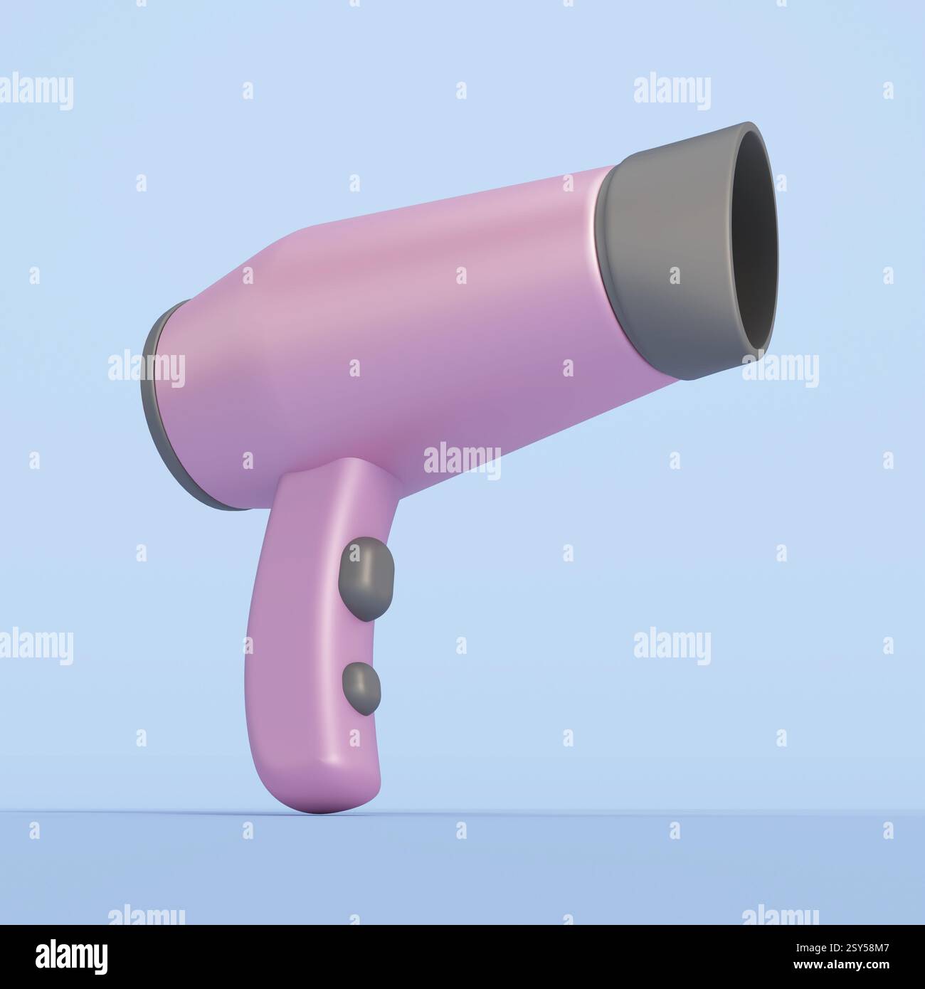 Cartoon hair dryer isolated on blue background. 3D illustration Stock ...