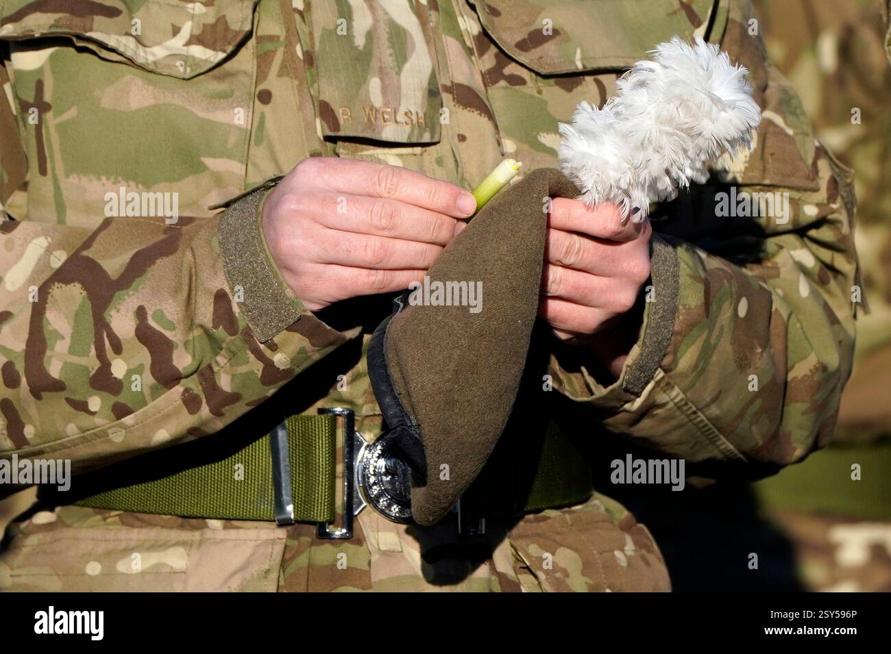 A fusilier from the 1st Battalion, The Royal Welsh, based at Lucknow ...