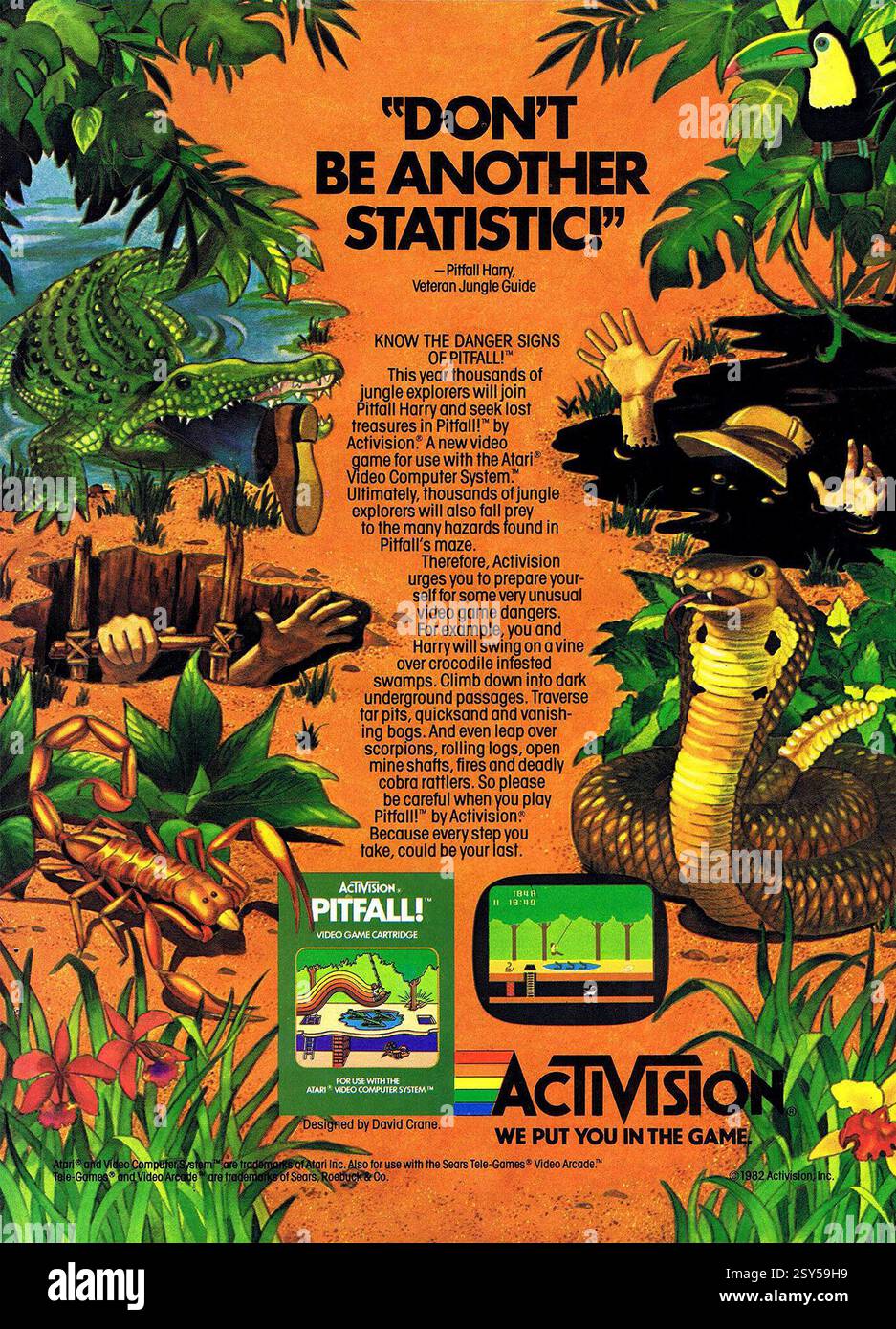 1982 ad for Pitfall! a video game by David Crane for the Atari 2600 and ...