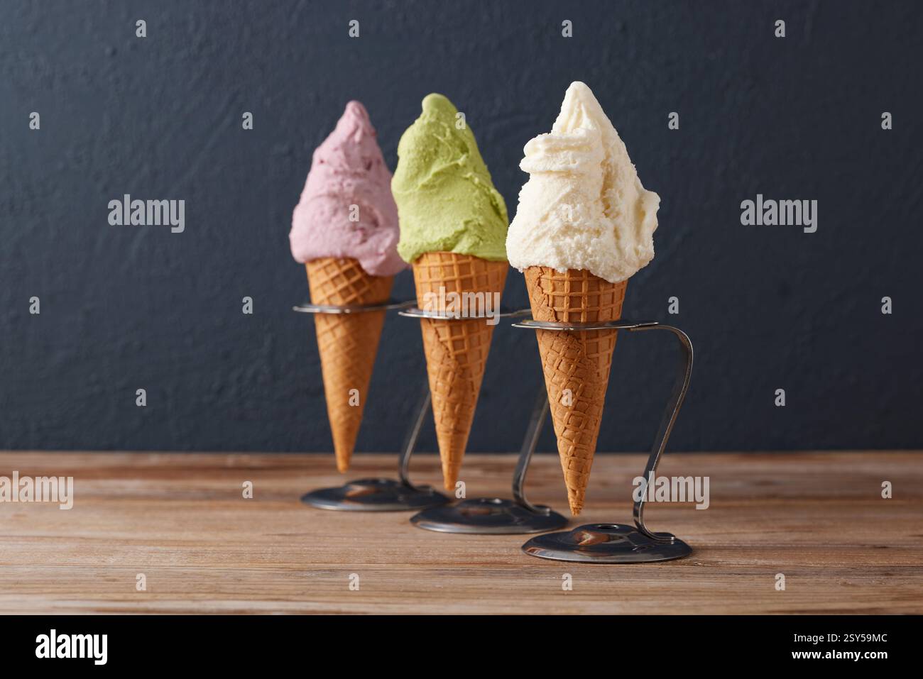 Three Ice Cream Cones Stock Photo - Alamy