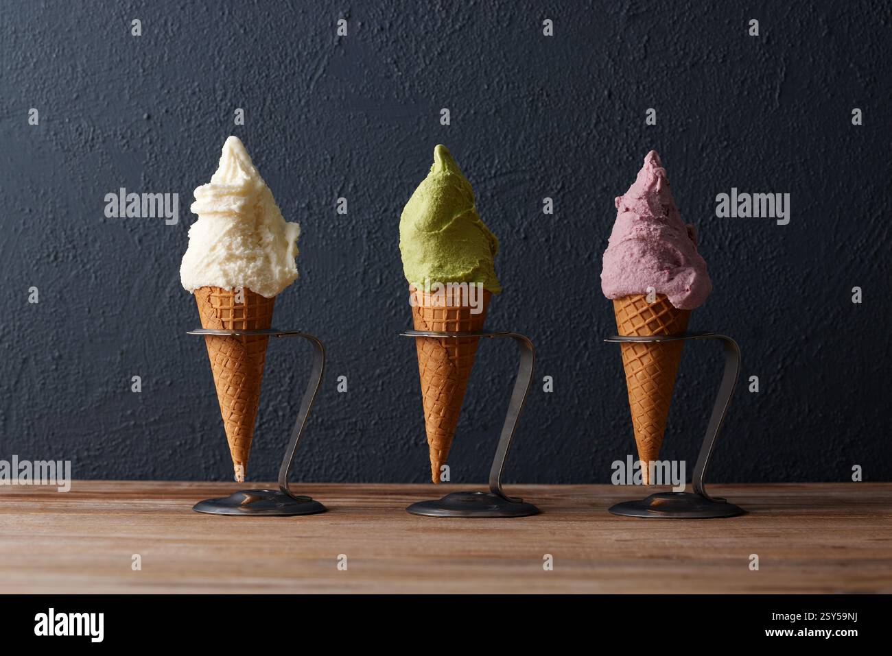 Three Ice Cream Cones Stock Photo - Alamy