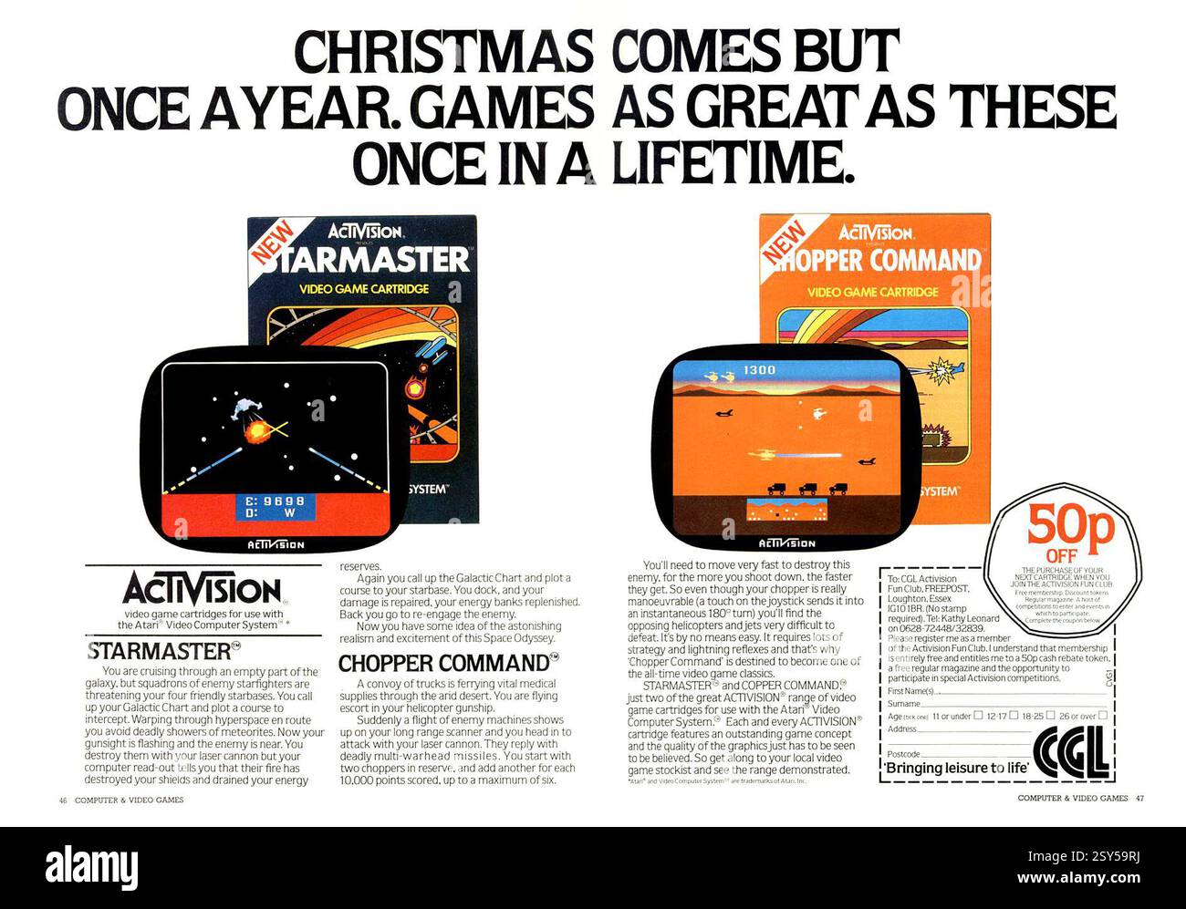 1982 ad for Atari 2600 games by Activision: Chopper Command and ...