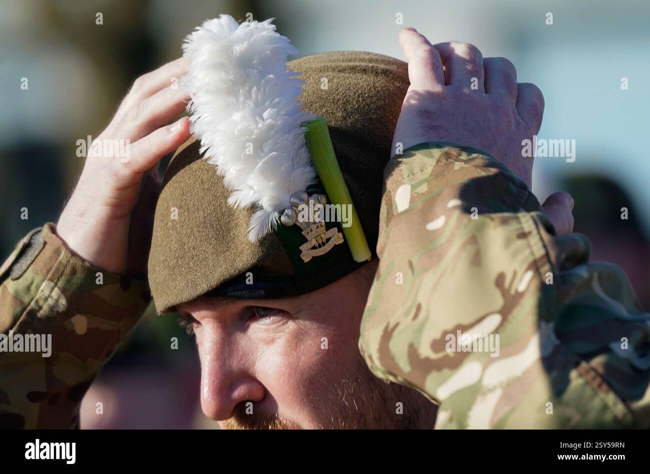 A fusilier from the 1st Battalion, The Royal Welsh, based at Lucknow ...
