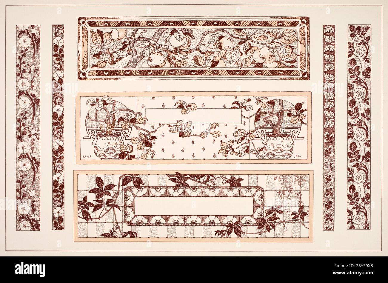 Zierleisten und Borderen (trims and borders), linear decorative panel ...