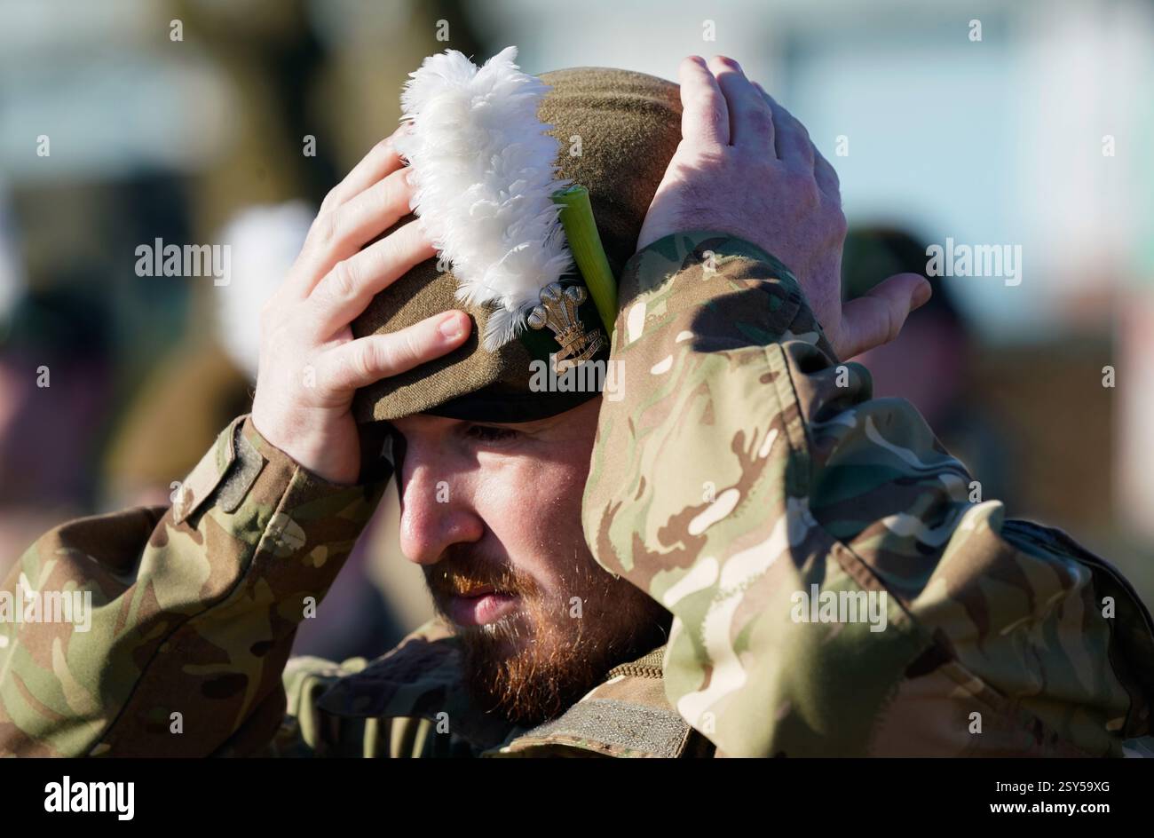 A fusilier from the 1st Battalion, The Royal Welsh, based at Lucknow ...