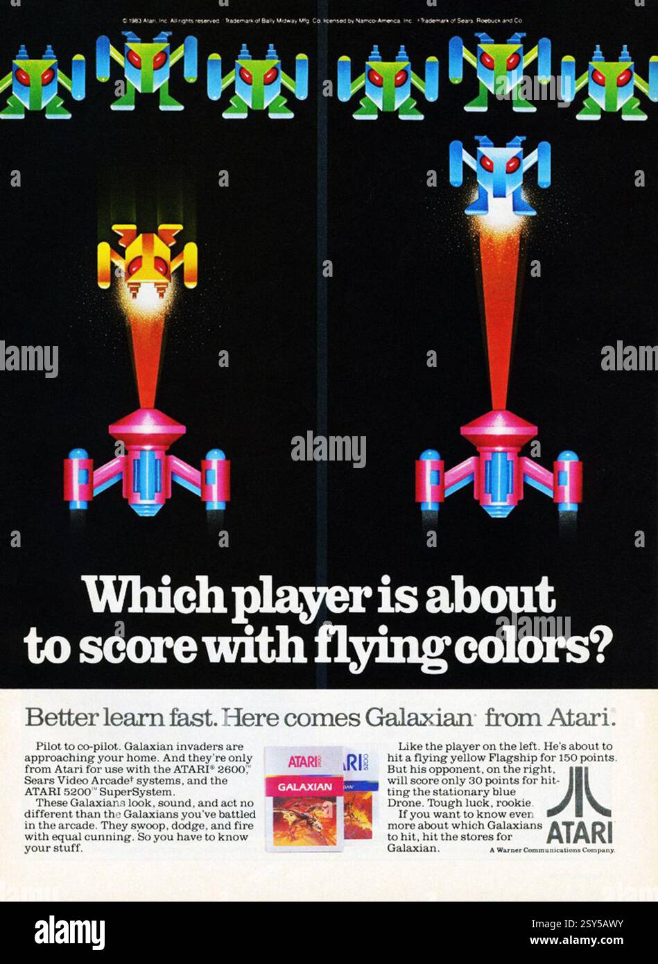 1982 ad for Galaxian, video game for Atari 2600 / 5200 Stock Photo - Alamy