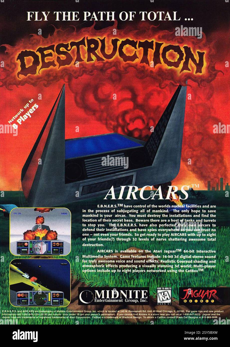 1997 ad for video game "AirCars" by MidNite Entertainment for the Atari Jaguar console Stock ...