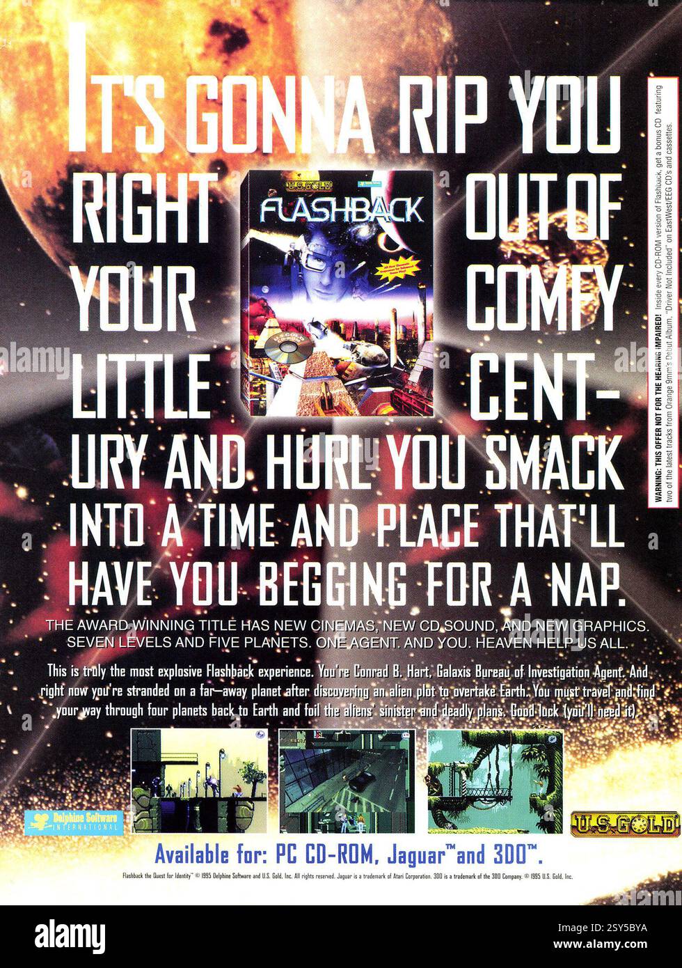 1995 ad for video game Flashback: The Quest for Identity, developed by Delphine, For Atari ...