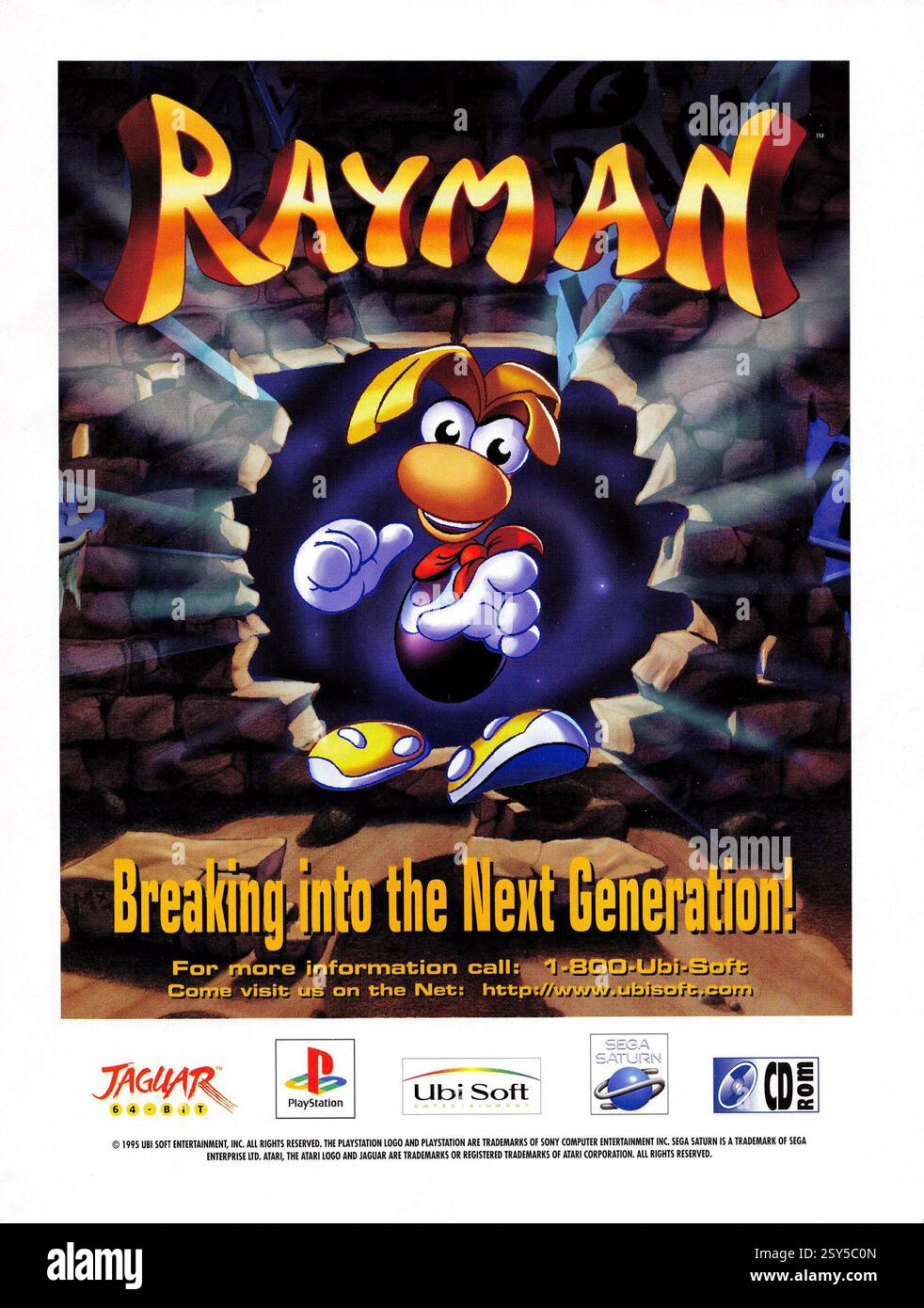 1995 ad for Rayman console video game developed by Michel Ancel/ Ubi ...