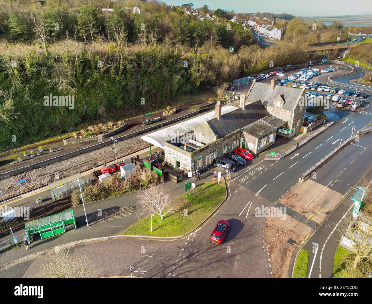 Barnstable, Devon, England, UK - 22 February 2025: Aerial view of the ...