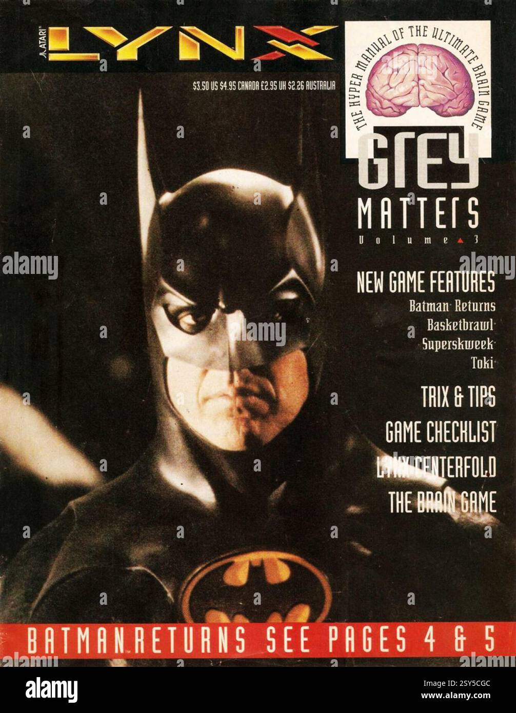 1992 Atari Lynx Gray Matters Magazine Volume 3 cover - Batman Returns ...