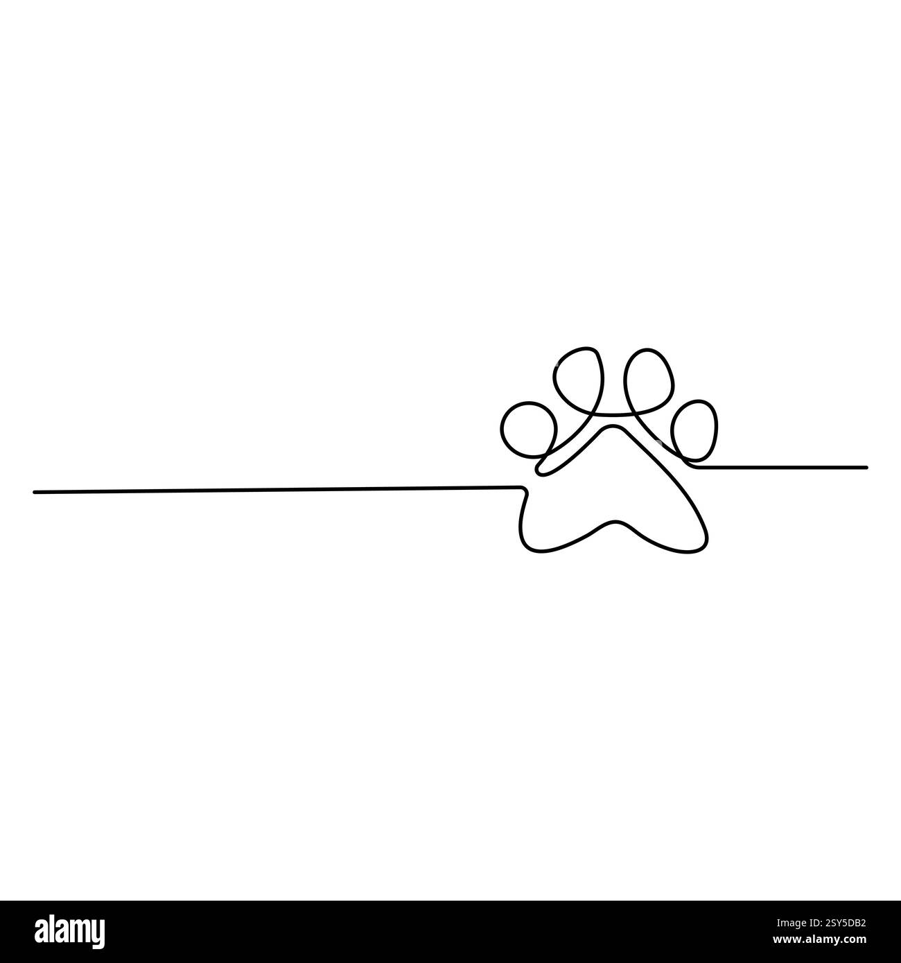 Dog foot print continuous one line drawing with animal paw icon outline ...