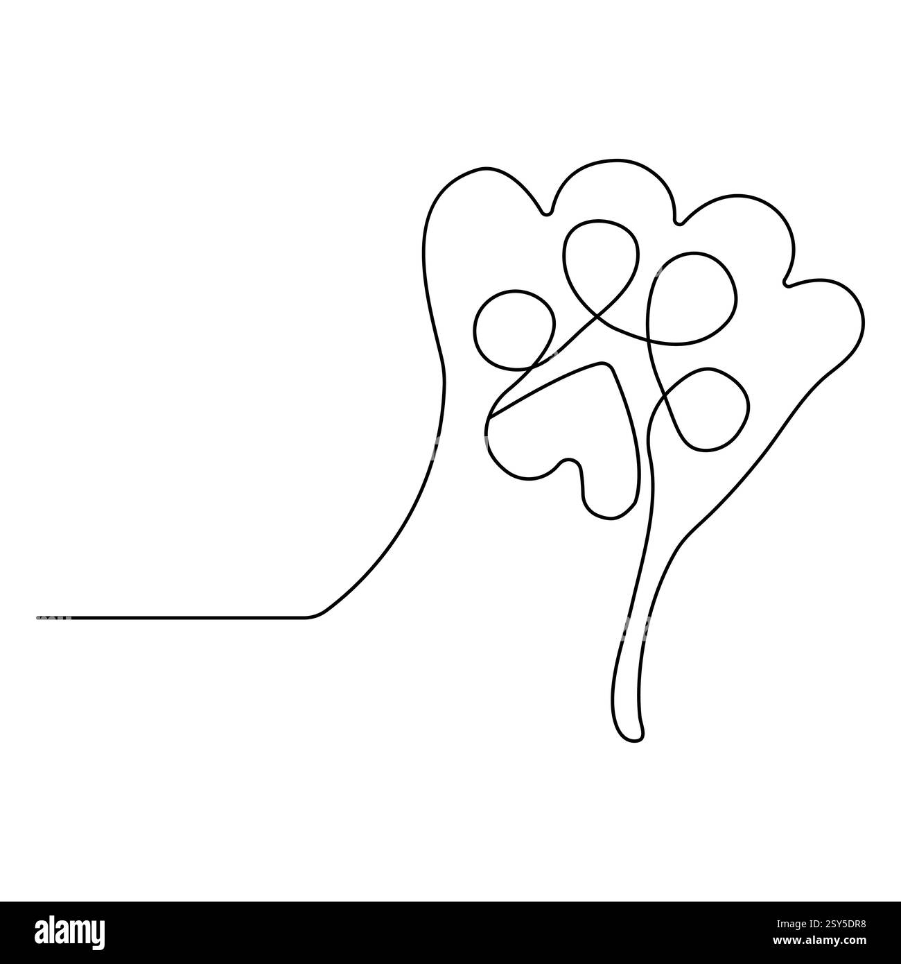 Dog foot print continuous one line drawing with animal paw icon outline ...