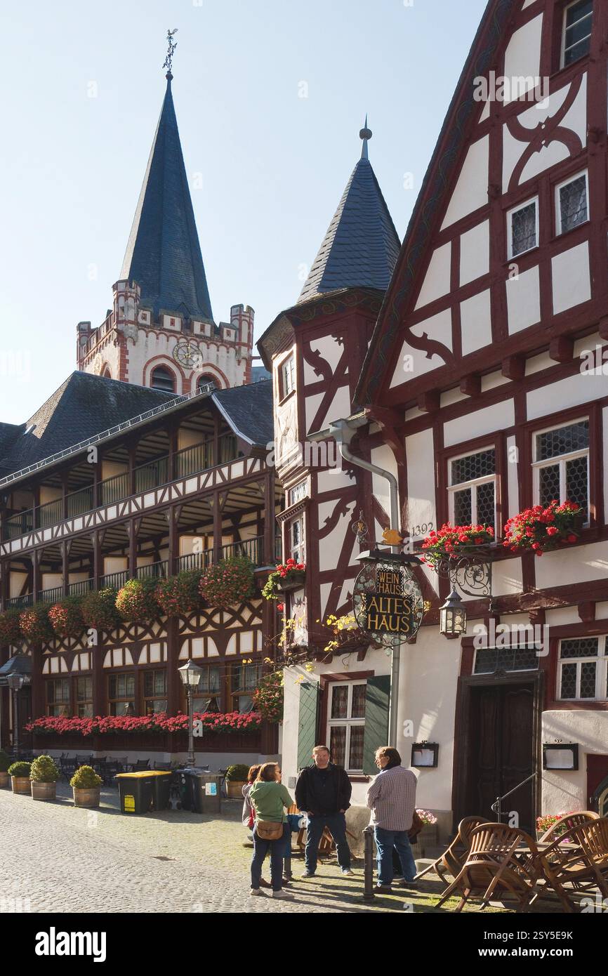Old House with St. Peter's Church, Old Town, Bacharach on the Rhine ...