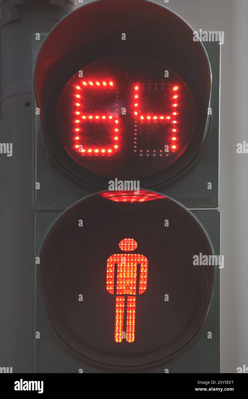 red pedestrian lights with second display of the red phase, Germany ...