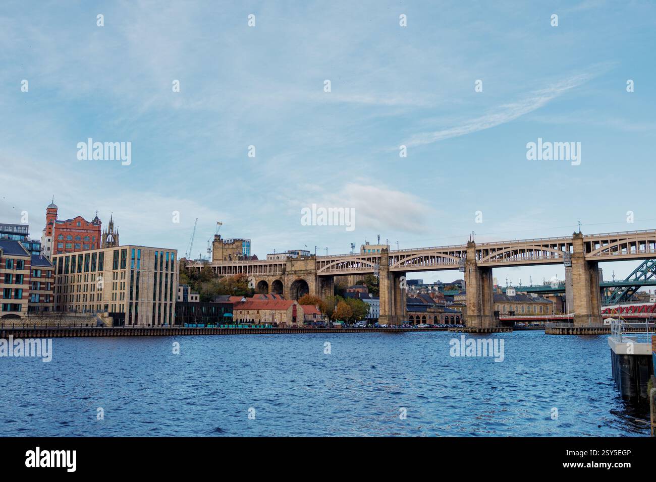 Newcastle UK:29th Oct 2024. River Tyne famous bridges on sunny winter ...