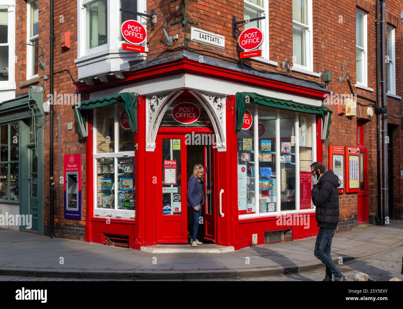 Post Office corner shop painted bright red, Eastgate, Bailgate, Uphill ...
