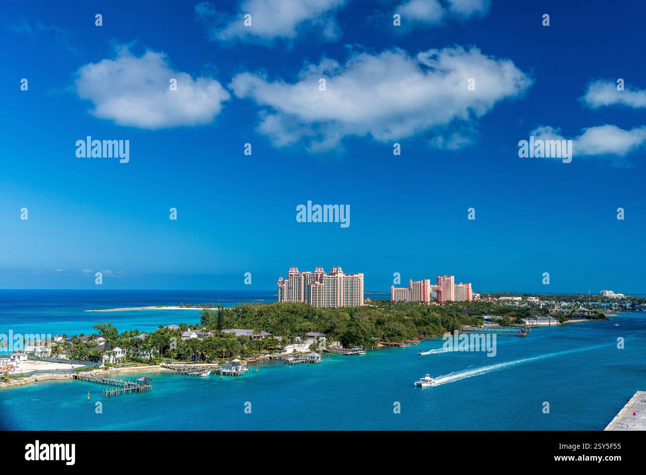 Views of Nassau in the Bahamas overlooking Paradise Island and Atlantis ...