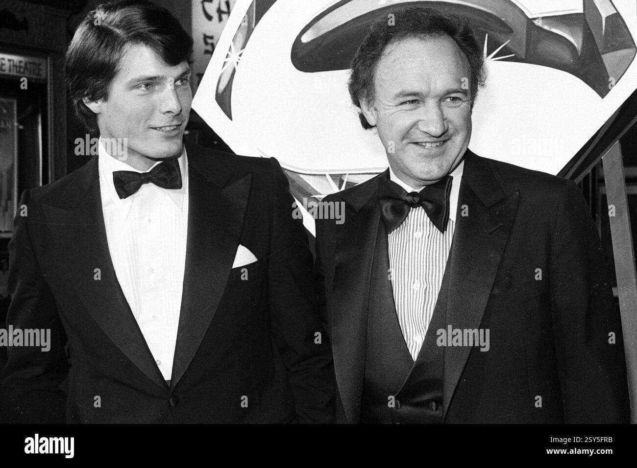 FILE - Actors Christopher Reeve, left, and co-star Gene Hackman arrive ...