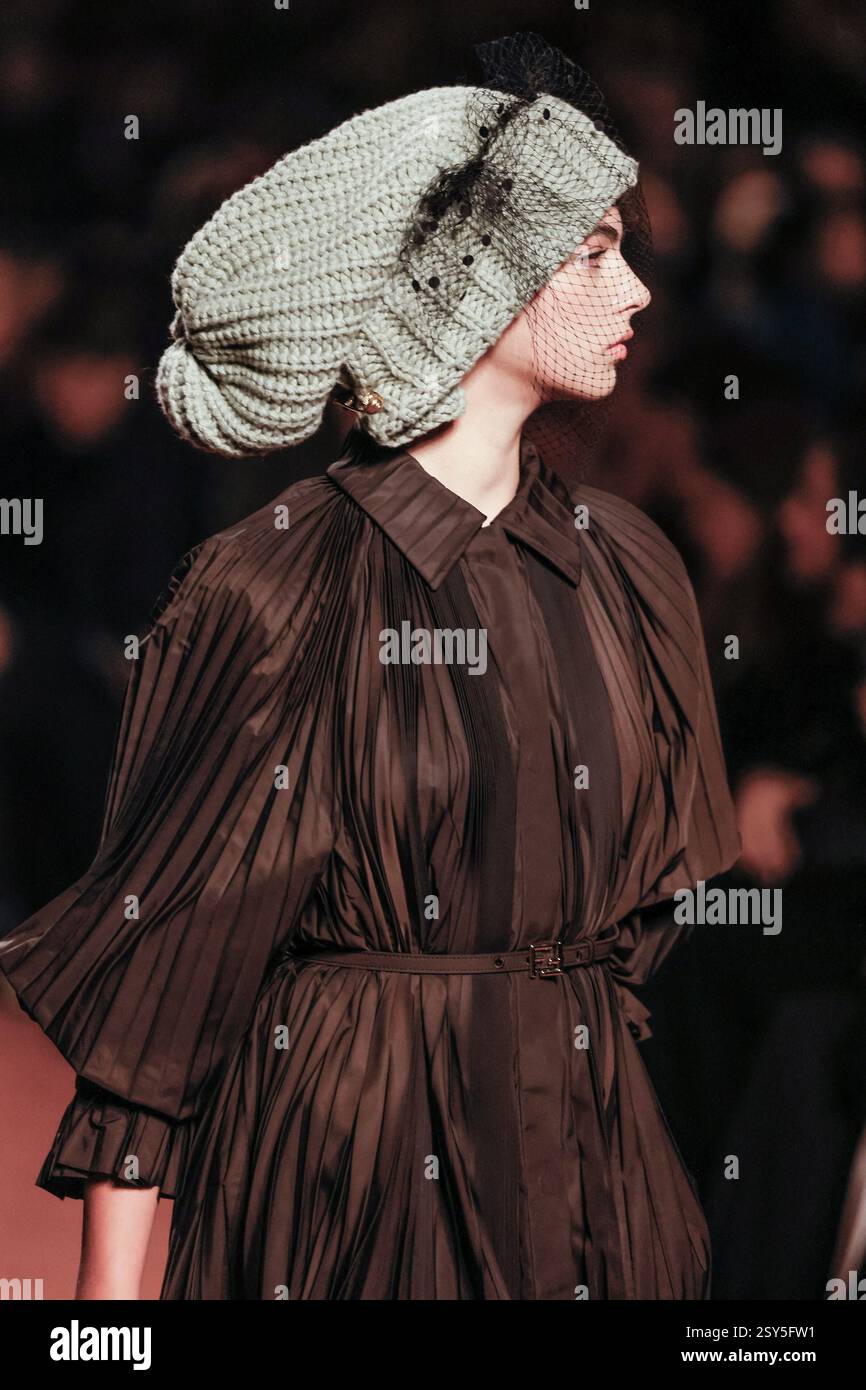 Milan, Italy. 26th Feb, 2025. Deva Cassel walks the runway at the Fendi ...