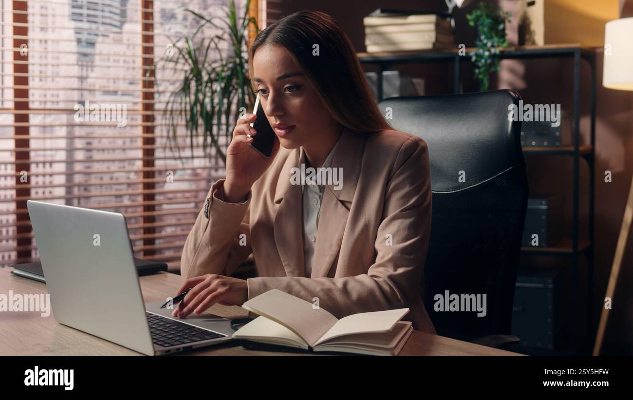 Busy multitasking Caucasian businesswoman female girl lady business ...