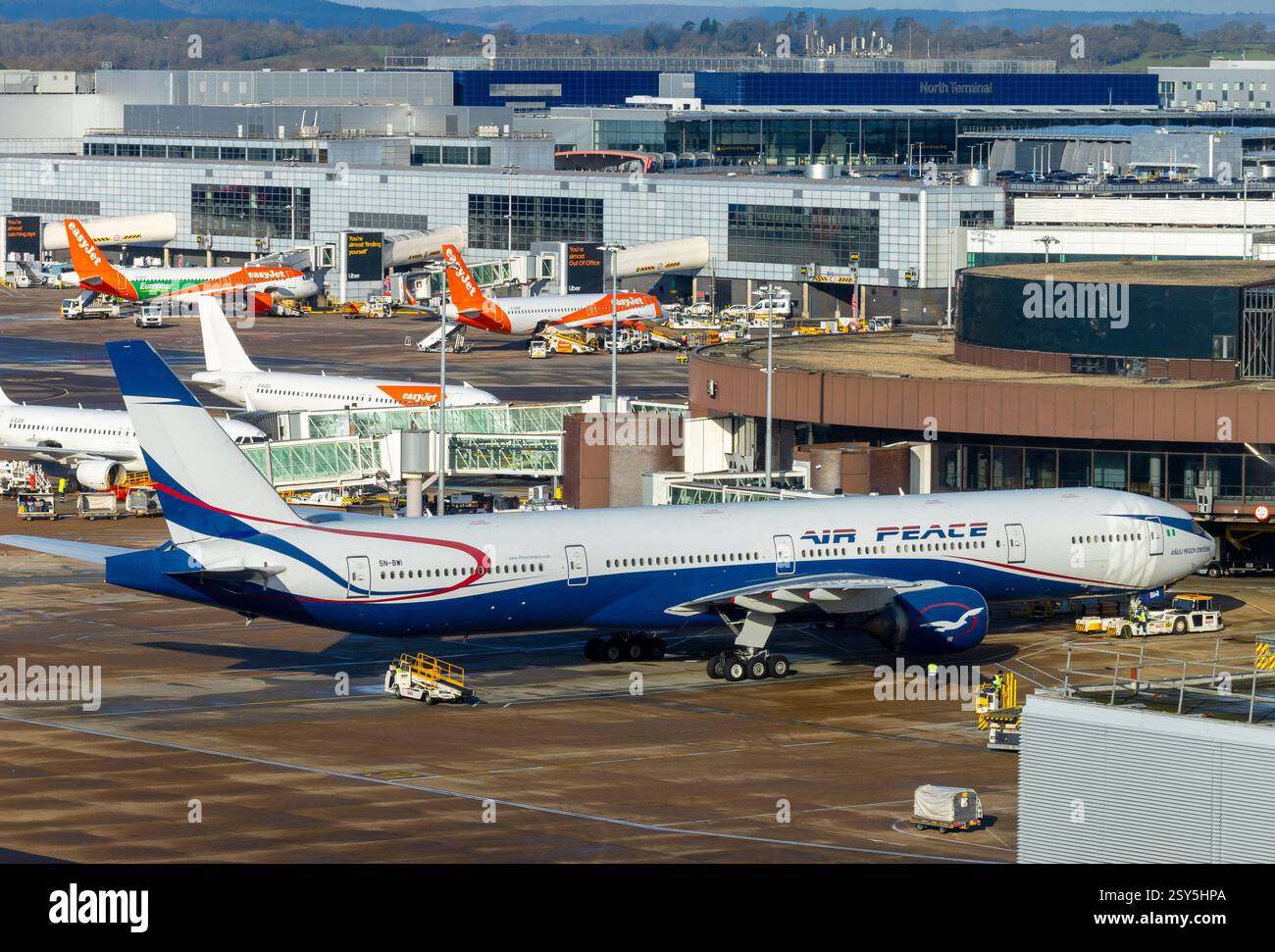 Gatwick, UK. 27 Feb 2025 Planes at Gatwick this morning. Gatwick second ...