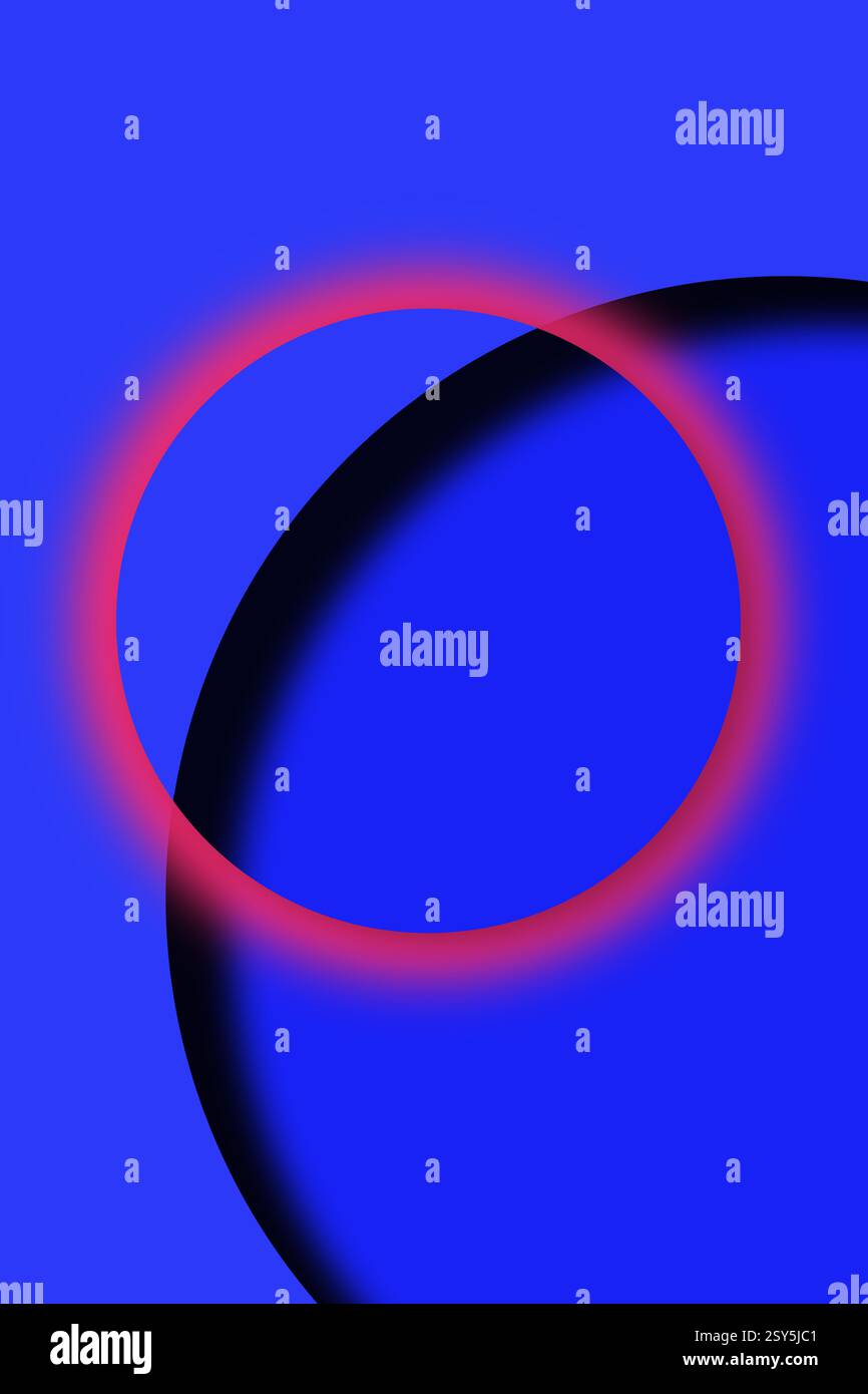 Abstract digital design with vibrant blue background and glowing red ...