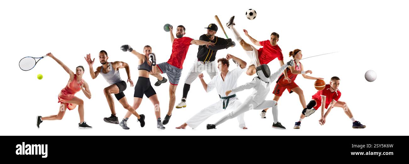 Mixed sports composition featuring tennis, karate, fencing, baseball ...