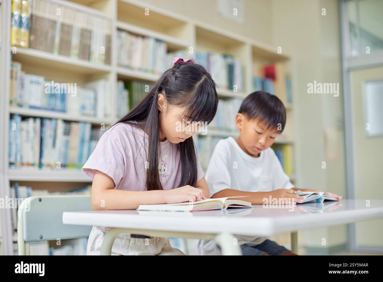 Two boys in school library hi-res stock photography and images - Alamy